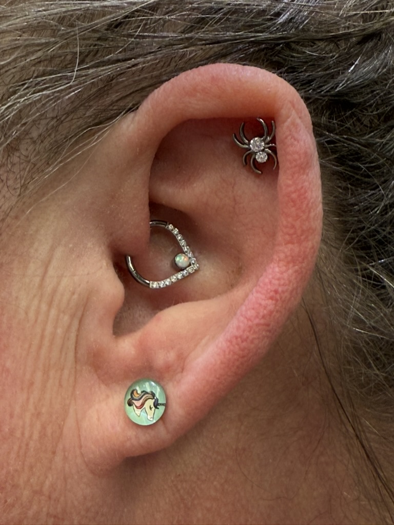 Kaleidoscope Daith Piercing in Springfield MO. Opal Jewelry
